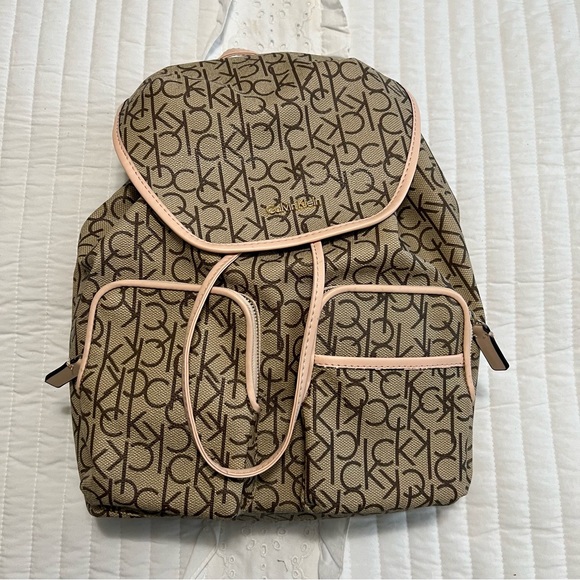 Calvin Klein | Bags | New Calvin Klein Hudson Monogram Backpack Brown ...